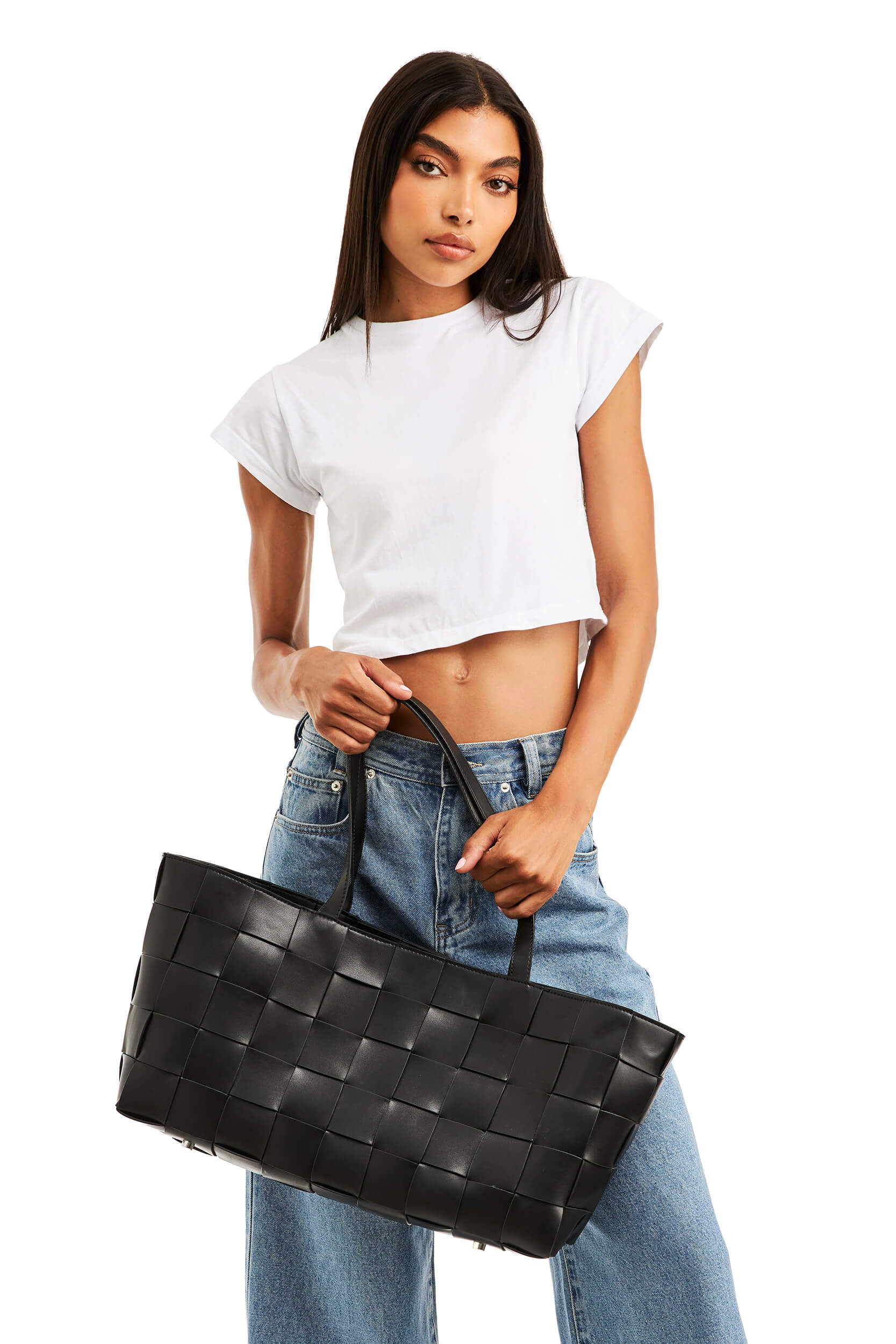 The Tilda | Black Leather Tote Bag | Nakedvice