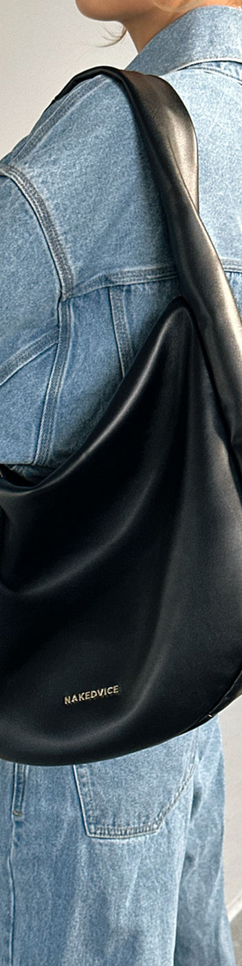 The Zoe | Black Leather Tote Bag | Nakedvice